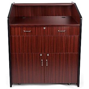 Displays2go Lecture Podiums with Wheels – Mahogany (OLILCTMMLSM)