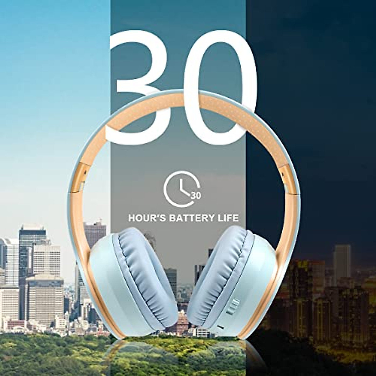 I LOVE EF IFECCO Wireless Bluetooth Headphones Over Ear with Build-in Microphone and 3.5mm Cable for Wired Headset Mode with HD Stereo Sound Soft Earpads Long Battery Life