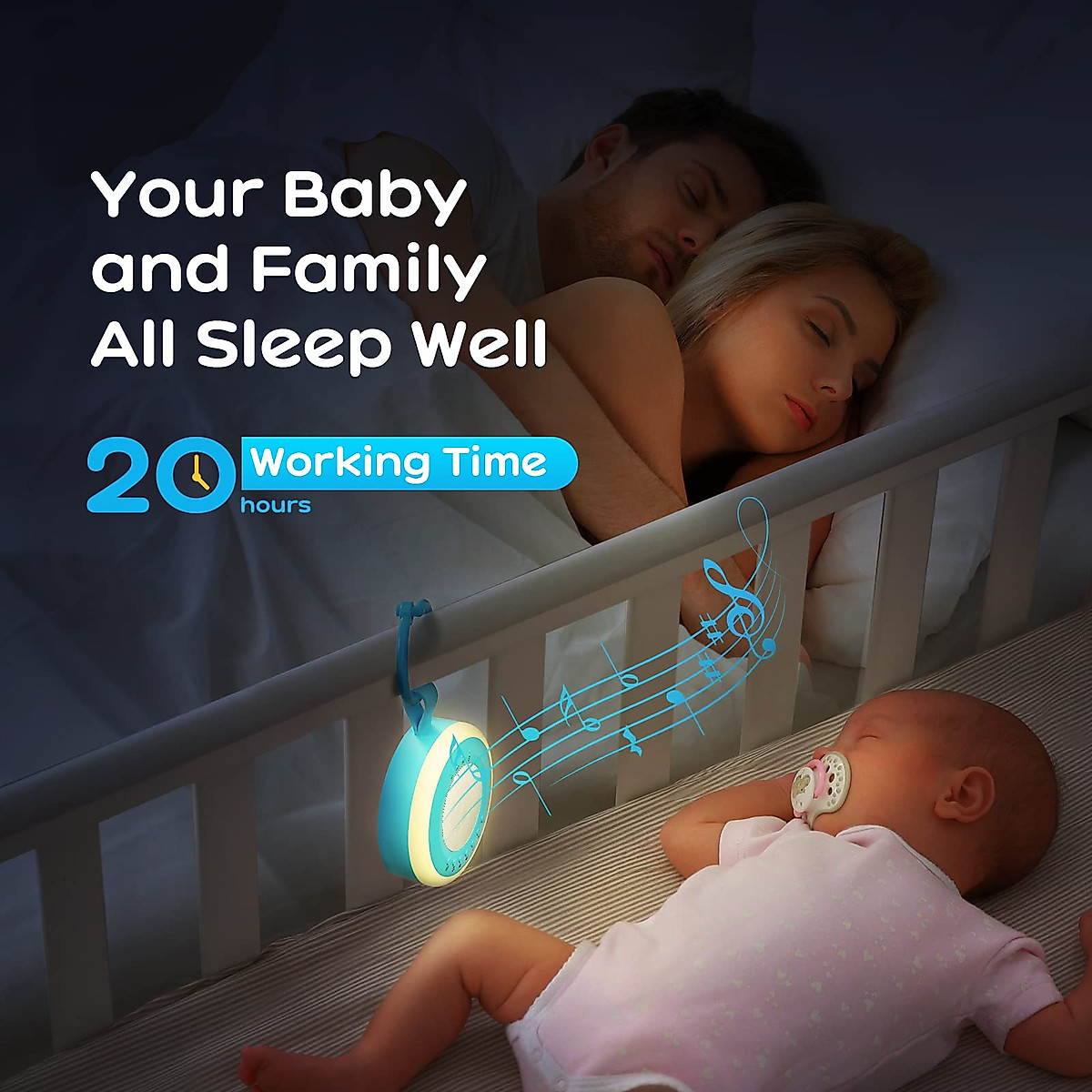 Portable White Noise Machine for Baby , Sleep Sound Machine for Travel,16 Soothing Sounds