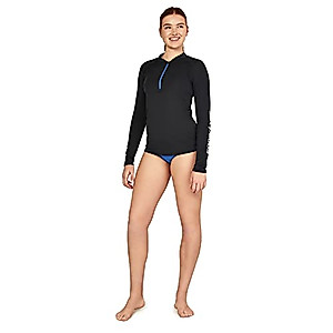 Speedo Women's Standard Uv Swim Shirt Long Sleeve Half Zip Rashguard, Anthracite, X-Large