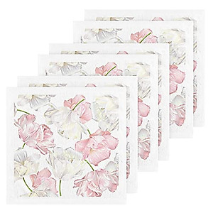 Kigai Pink Tulip Washcloths Set of 2 - 12 x 12 inch Pure Cotton Wash Cloth Highly Absorbent and Soft Fingertip Towels Face Cloths for Bath, Spa
