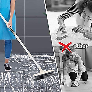 Telescoping Microfiber Duster Extendable Cobweb Duster and 2 in 1 Floor Scrub Brush with 55 inches Metal Adjustable Long Handle with Squeegee