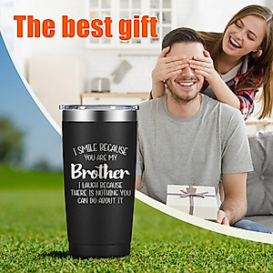 WOELIVE Gifts for Brother - Brother Gift from Sister - Christmas Fathers Day Birthday Gifts for Brothers - 20oz Insulated Stainless Steel Tumbler Coffee Cup, Black