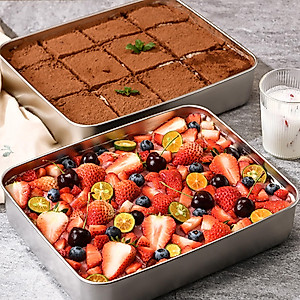 ATRDTO Set of 3,Stainless Steel Rectangle Food Storage Box Container- Leak Plastic Lid Dishwasher Safe - Plastic Free -Clear Lid (3)