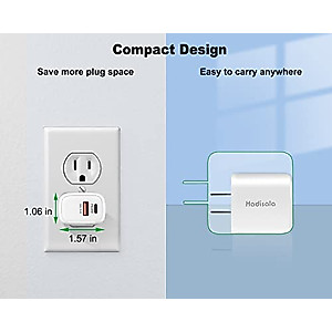 USB C Fast Charger, Hadisala 20W Dual-Port PD USB C/QC 3.0 Wall Charger, Portable Travel Power Adapter Cell Phone Charger Compatible with iPhone 14 Pro Max/Mini, iPad Pro, AirPods Pro, Galaxy and More
