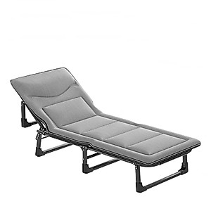 Folding beds Folding Mattress Folding Single Bed Folding beds with pillowtop mattresses Portable Folding beds Folding beds with 4 Adjustable Angles Folding beds for Home, Office and Camp(Color:Grey)