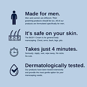 No Hair Crew Body At Home Hair Removal Cream for Manscaping Unwanted Hair with Energizing Ginseng, Premium Depilatory, Painless & Flawless, Made for Men, 200ml