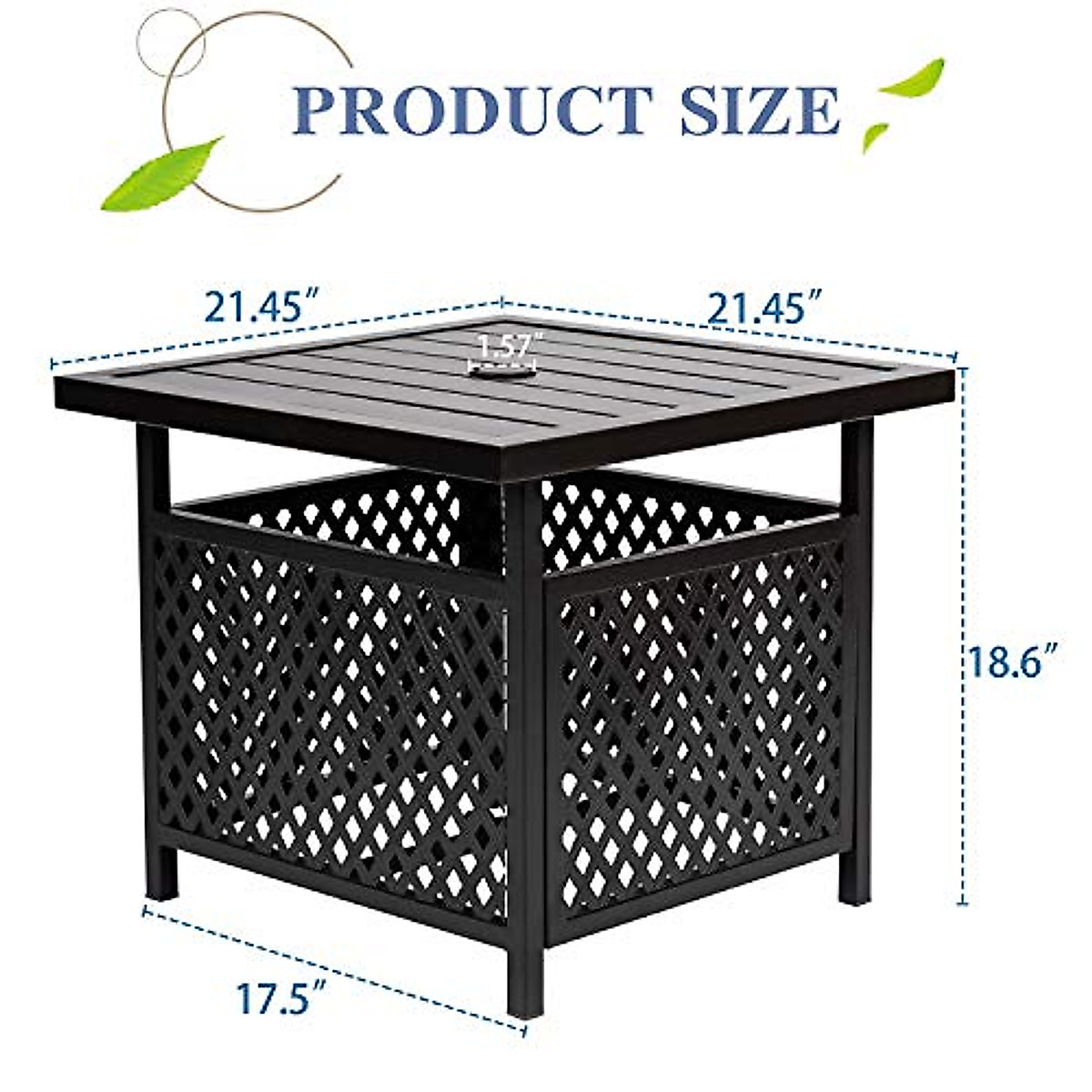 Oakcloud UV-Protected Outdoor Patio Bistro Table Side Table with 1.57" Umbrella Hole,for Garden,Pool,Deck