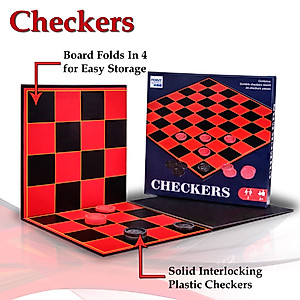 Checkers Board for Kids– Fun Checkerboard Game for Boys and Girls - Interlocking Checkers with Foldable Board by Point Games