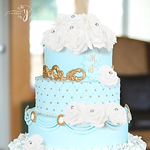 Yastouay 50Pcs 3.5inch Foam Rose Heads White Artificial Flowers Bulk Foam Roses Stemless Fake Rose Heads for DIY, Baby Shower Cake Decor Home Wedding Decoration