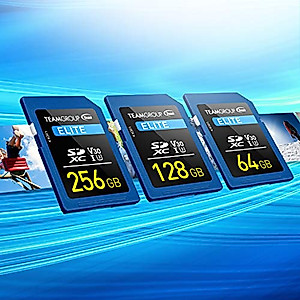 TEAMGROUP Elite 128GB UHS-I U3 V30 UHD Read Speed up to 100MB/s SDXC High Speed 4K Memory Card Compatible with Canon Sony Nikon Panasonic FUJIFILM Digital Camera TESDXC128GIV3001