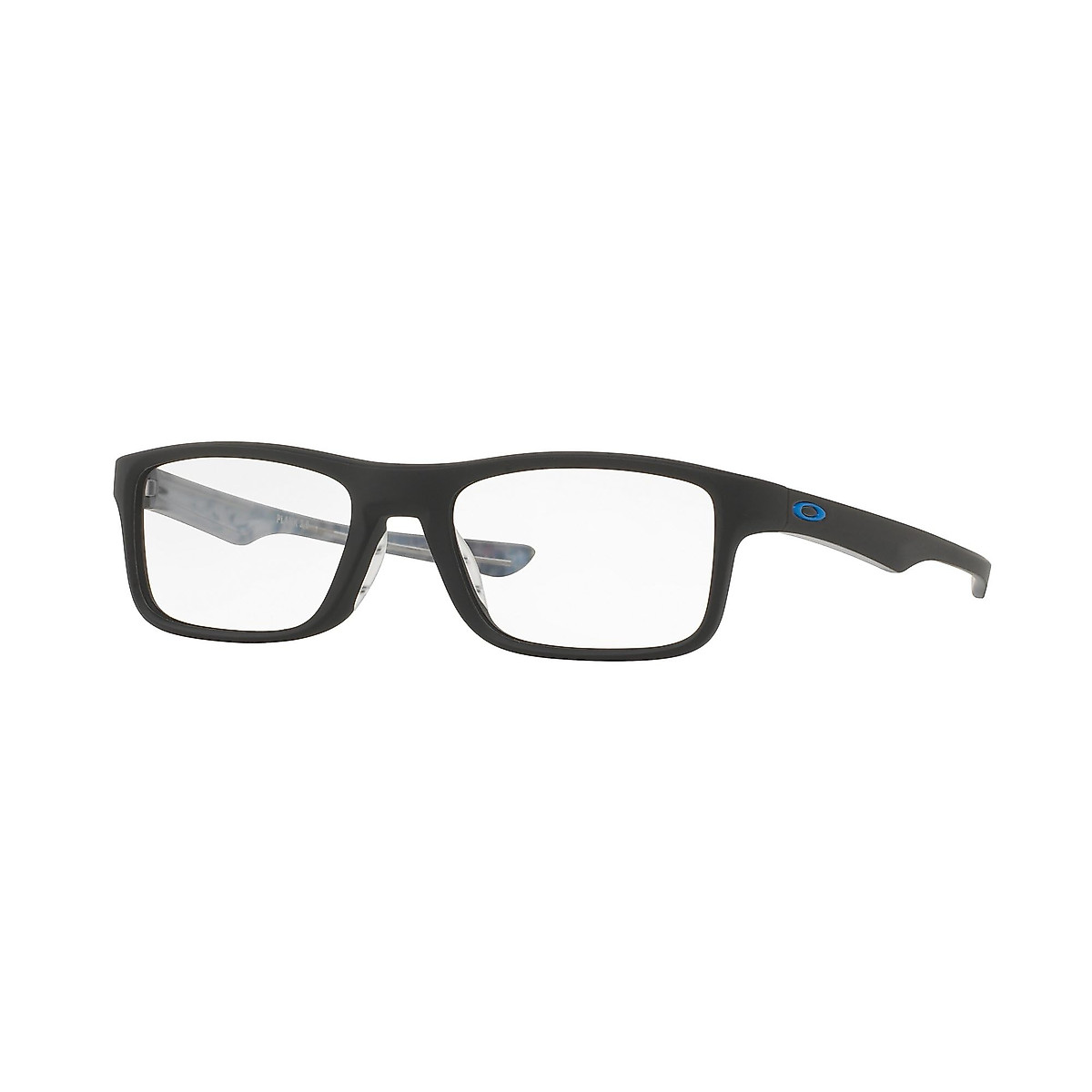 Oakley Men's Ox8081 Plank 2.0 Rectangular Prescription Eyeglass Frames, Satin Black on Blue/Demo Lens, 53 mm