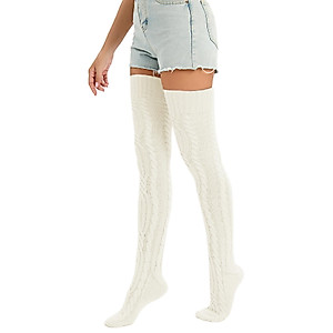 Sexybody Women's Thigh High Socks Over the Knee Knit Socks, Winter Leg Warmers Stockings Knee High Tube Arctic Fleece