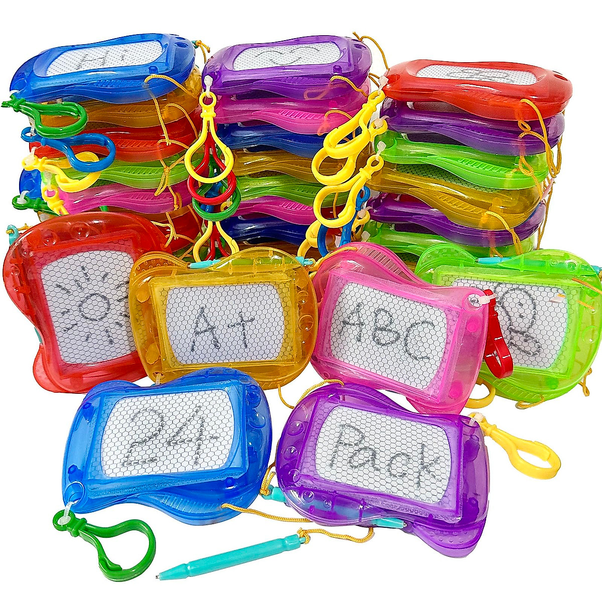 24 Pack Mini Magnetic Drawing Board Keychain for Backpack Erasable Sketch Valentines Toys Bulk for Kids Classroom Gifts Rewards Party Favors Goodie Bag Stocking (24 pcs Draw Keychain)
