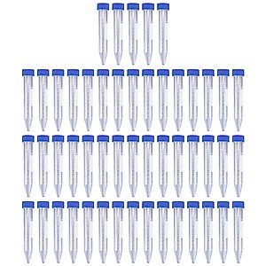 Antrader Centrifuge Tubes 10mL,Conical Tubes Sterile 50 PCS with Screw Caps,Plastic Container with with Graduated and Write Marks(Blue)