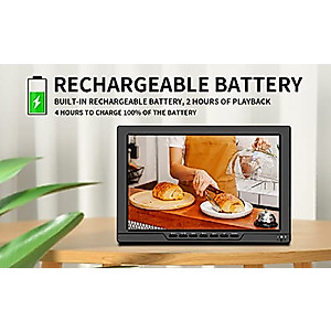 13.3inch Rechargeable Battery TV, Support/Car/Travel/Hurricane/Small ATSC Digital TV and Playback USB/AV in/HDMI in Port, Remote Control Function