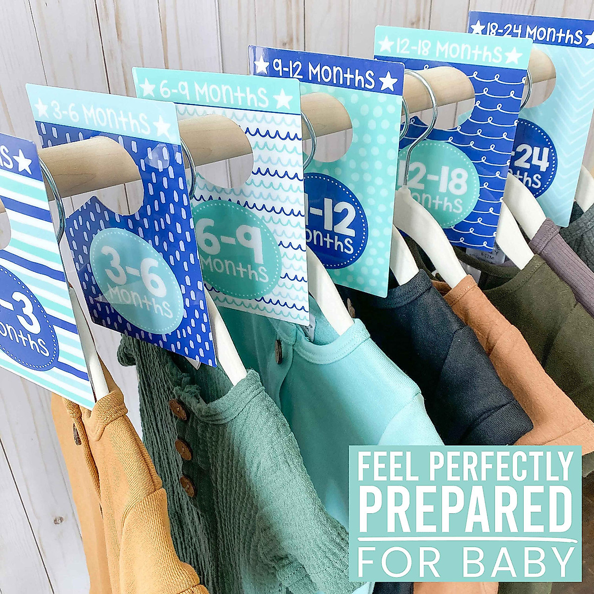 6 Baby Closet Size Dividers Boy - Blue Baby Closet Dividers by Month, Baby Closet Organizer for Nursery Organization, Baby Essentials for Newborn Essentials Baby Boy, Nursery Closet Dividers Boy