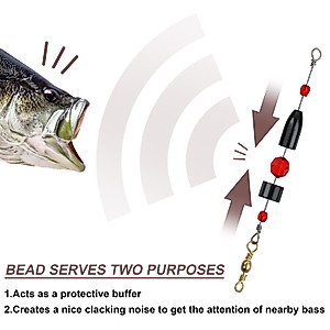 Carolina Rigs for Fishing 5pcs Carolina Ready Rigs with Bullet Worm Weights Pre Rigged Carolina Rigs for Bass Fishing Catfishing Saltwater Freshwater 3/4oz