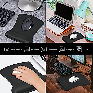 Mouse Pad with Wrist Support, Memory Foam, Non-Slip Rubber Base, Ergonomic Mousepad with Wrist Rest - Pain Relief, Comfortable Computer Mouse Pad for Laptop, Gaming & Office