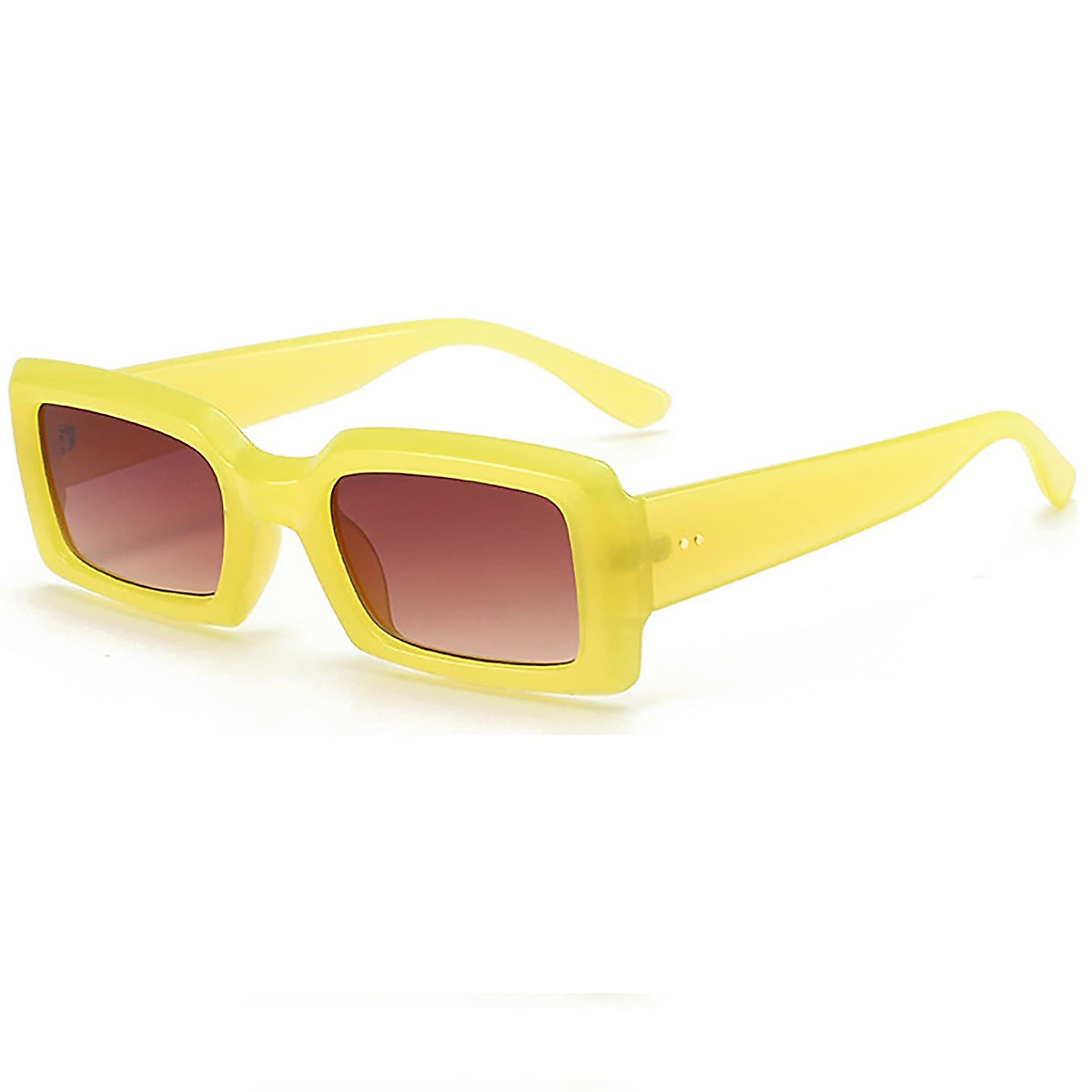 Mriendao Yellow Sunglasses for Women Men, Retro 90s Rectangle Sun Glasses Shades, Fashion Yellow Accessories