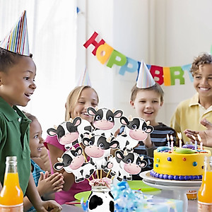 Cow Party Centerpieces Decoration 24pcs Cow Theme Party Table Toppers for Cow Baby Shower Centerpieces Decoration Farm Animal Birthday Party Supplies
