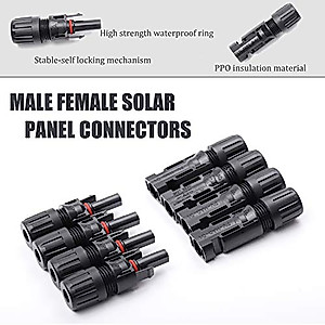 Solar PV Crimping Tool for MC3 Cable Connector, with 5 Pairs Male Female Solar Connector + 2pcs Spanners Wrench + 1pc Wire Stripper and Cutter + 1pc Wire Crimper for 2.5/4/6mm² Solar PV Wire