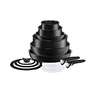 T-fal Ingenio Nonstick Cookware Set 13 Piece Induction Stackable, Removable Handle Pots and Pans, Dishwasher Safe Black