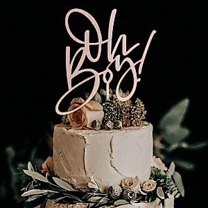 YESSWL Oh Boy Cake Topper - Wooden Boy Baby Shower Birthday Party Cake Decorations for It's a Boy 1st Birthday Party Photo Booth Props， gender Reveals Party Decorations (Wood Oh Boy Cake Topper)