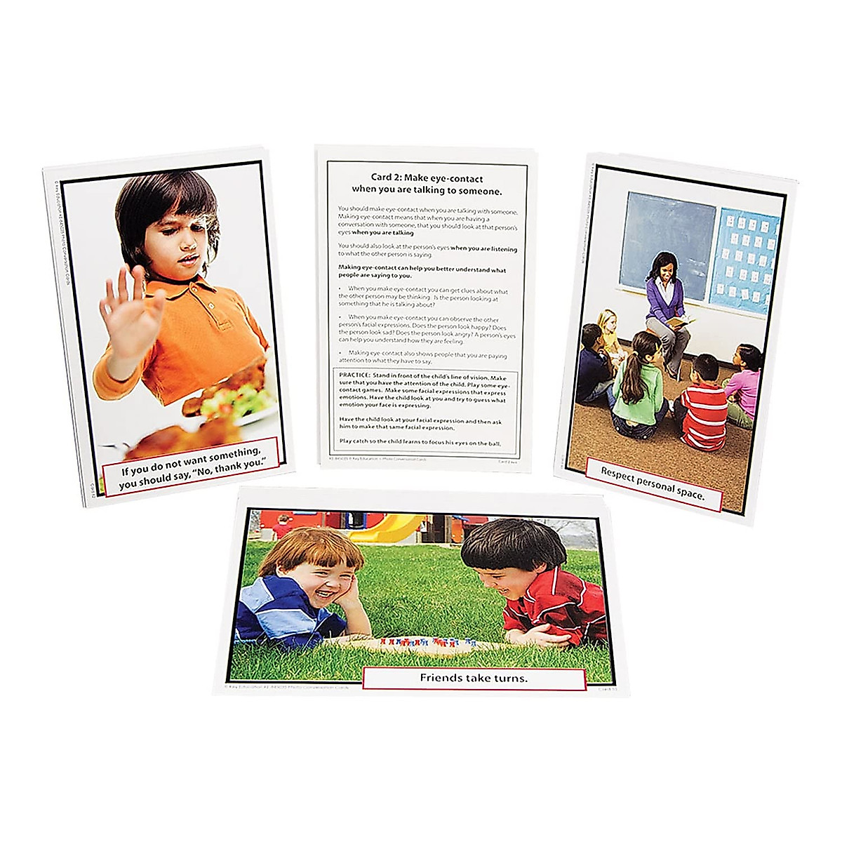 Photo Conversation Cards—Social Emotional Flash Cards For Children With Autism and Aspergers, Behavioral and Communication Skills Practice, Educational Games for Kindergarten+ (90 pc)