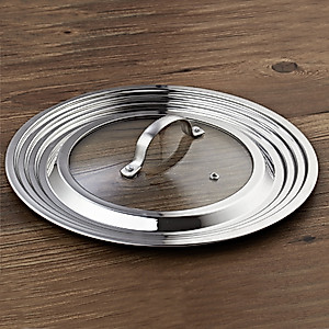 Cook N Home Stainless Steel with Glass Center Universal Lid, Fits 8, 10.25, 11, and 12-Inch