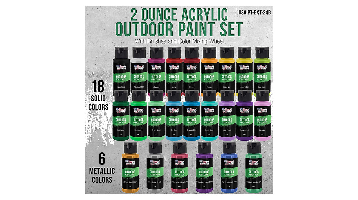 Vivid 24-Color Outdoor Acrylic Paint Set for Artists & Crafters