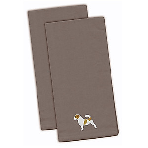 Caroline's Treasures BB3407GYTWE Jack Russell Terrier Gray Embroidered Towel Set of 2 Decorative Bathroom Guest Hand Towel for Hand, Face, Tea, Dishcloth, 19 X 25, Grey