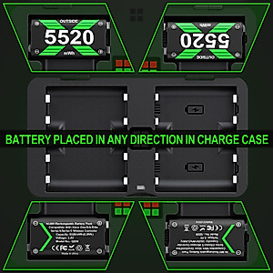 Controller Battery Pack for Xbox Series X/S, Rechargeable Battery for Xbox One/One S/One X/One Elite Controller Charger Batteries 4x5520mWh