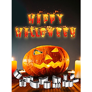 JVAENOUSN Halloween Pumpkin Carving Kit 12 Pcs Pumpkin Carving Tools Easy Professional Pumpkin Carving Cookie Cutters Stencils for Family Adults