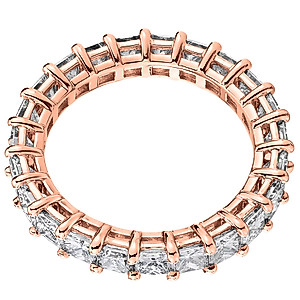 PAVOI 14K Gold Plated Rings Cubic Zirconia Love Ring | 3mm Princess Cut Stackable Rings for Women | Gold Rings for Women (Rose Gold Plated, 10)