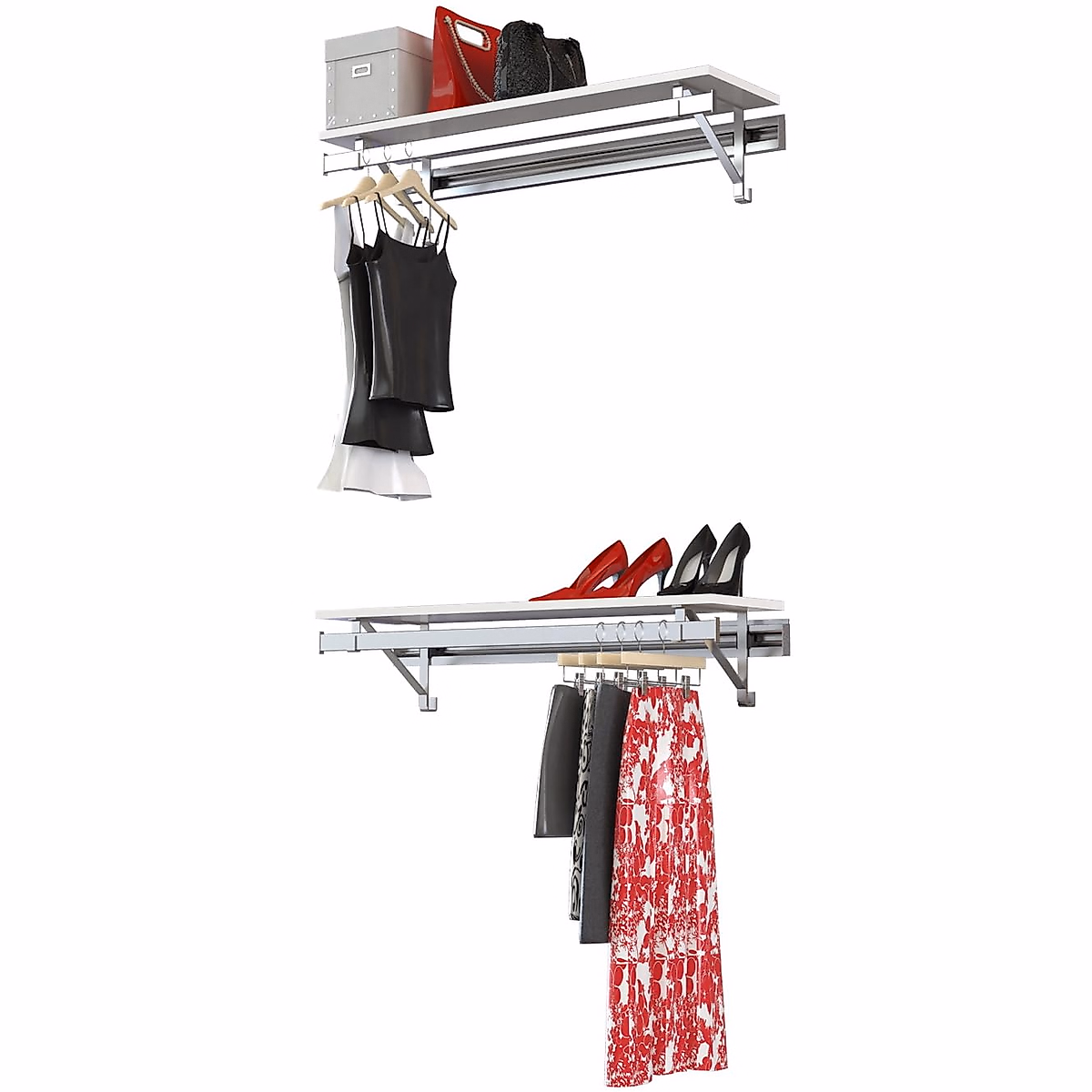 Arrange A Space Double Shelf-Hang Closet System 44” White RCMBX.44.W