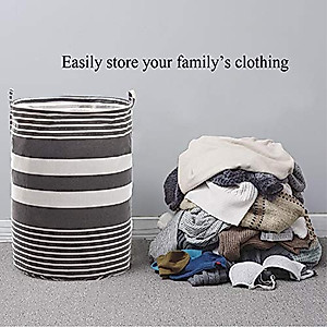 Haundry Collapsible Laundry Basket, 22 inch Tall Large Round Laundry Hamper for Clothes Storage
