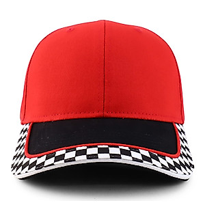 Armycrew XXL Oversized Racing Flag Structured Cotton Twill Baseball Cap - Red - 2XL