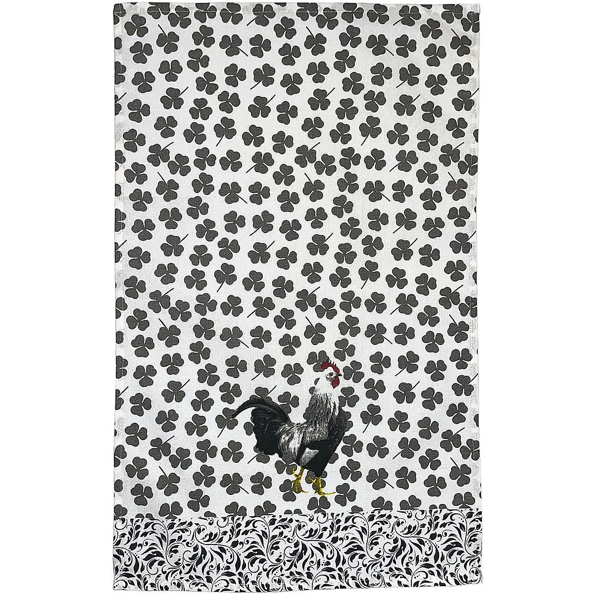 Set of 4, 100% Cotton Black & White Roosters Theme Farmhouse Kitchen Towels Set - Dish Towels, Include 2 Kitchen Towels, 1 Pot Holder & 1 Ovenmitt.