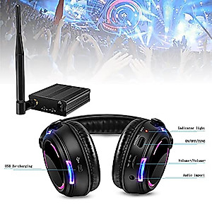 AYVVPII 10pcs Bundle Wireless Silent Disco LED Flashing Light Headphones with 1 Transmitter 500m Distance