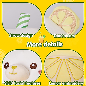 Houwsbaby 12" Lemon Bear Plush Pillow,Cute and Soft Cartoon Lemonade Bear Stuffed Toy for Kids Adults Boys Girls, Home Decor and Present, Huggable Comfort Companion