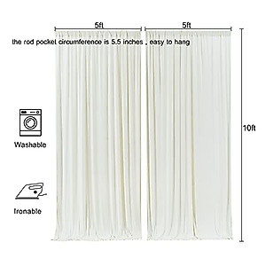 10x10 Ivory Backdrop Curtain for Wedding Parties Wrinkle Free Ivory Photo Curtains Backdrop Drapes Fabric Decoration for Baby Shower Photoshoot 5ft x 10ft,2 Panels