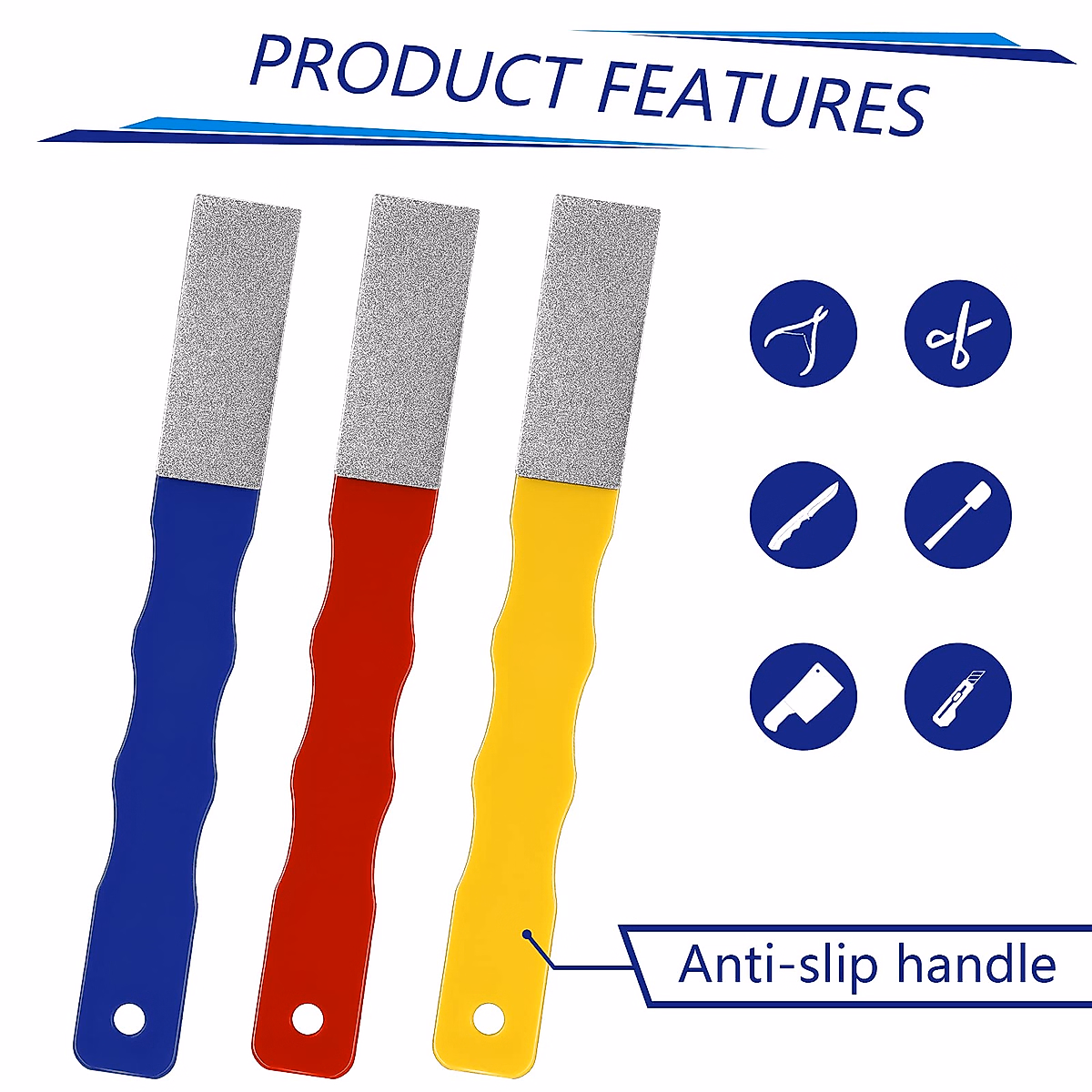 6 Pcs Diamond Sharpening Hones Sets Color Coded Diamond Sharpening Hone Sharpening Stones Diamond Sharpener Set Diamond Paddles Sharpening Tools Flat Hand File Knife Sharpener for Hunting, Outdoor