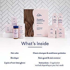 eSalon Permanent Hair Color & Hair Dye Complete Kit - Light Brown - Personal Colorist Kit for Up To 100% Gray Coverage for All Hair Types - Professional-Grade Ammonia-Free Hair Dye