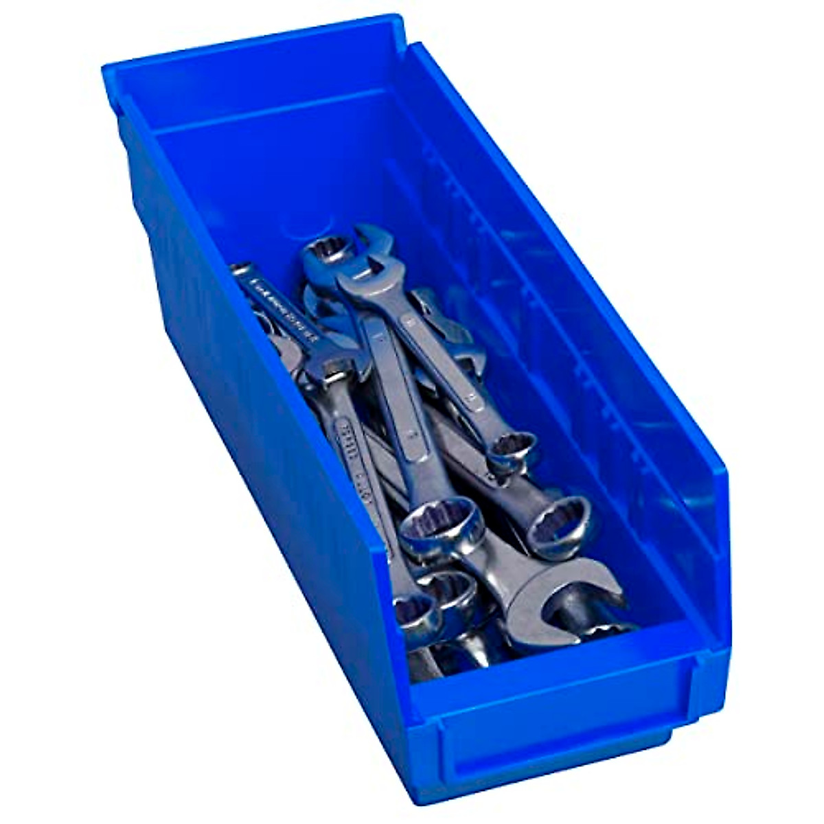 Akro-Mils 30120 Plastic Nesting Shelf Bin Box, (12-Inch x 4-Inch x 4-Inch), Blue, (24-Pack) & 40120 Crosswise Width Plastic Divider for 30120, 30128, 30124 Shelf Bin Storage Bins, Black, (24-Pack)