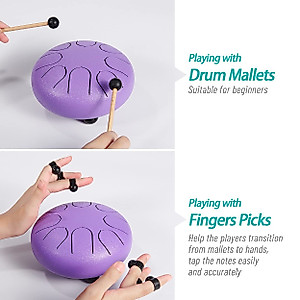 Steel Drums, Steel Tongue Drum 6 Inches 8 Notes,Handpan Tank Drum Percussion Musical Instrument Panda Hang Drum