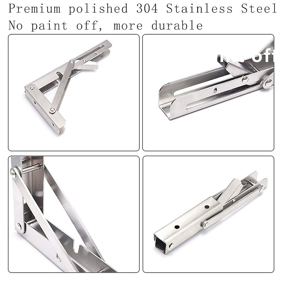 Folding Shelf Brackets, Max Load 300 lb, Heavy Duty Stainless Steel Collapsible Wall Mounted Shelf Brackets for Table, Space Saving DIY Bracket, Pack of 2 (2, Foldable 12")