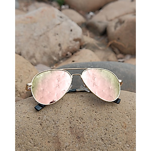 Pro Acme Polarized Aviator Sunglasses for Men and Women 100% UV Protection, 58mm (Gold Frame/Pink Mirrored Lens)