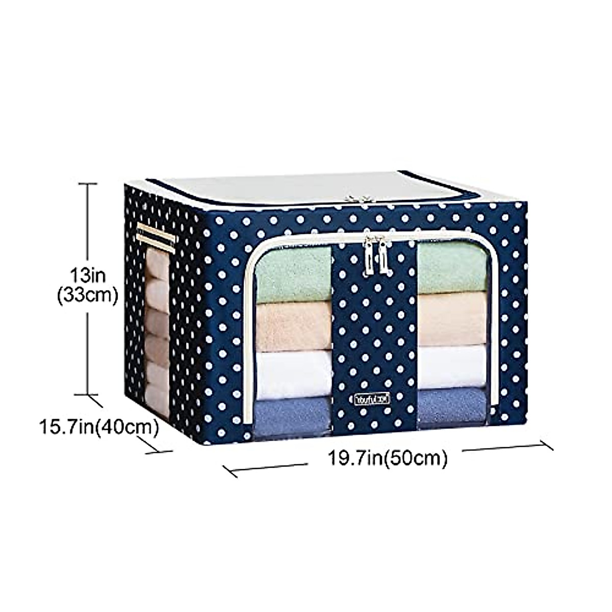 Oxford Fabric Storage Box with Steel Frame,Foldable Stackable Container Organizer with Large Window & Carry Handles Bedroom Closet Organization for Clothes Bedding Sheets Blanket Pillow