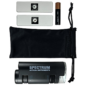 Spectrum Optical Instruments EasyMicro 60x-120x LED Lighted Zoom Microscope (Black) - 2X Sample Slices and Protective Bag SOIEM60120